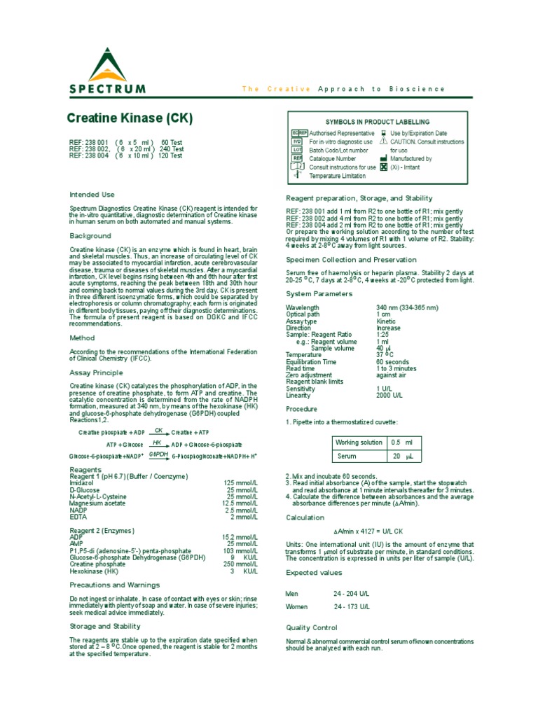 Creatine Kinase (CK) | PDF | Adenosine Triphosphate | Glucose