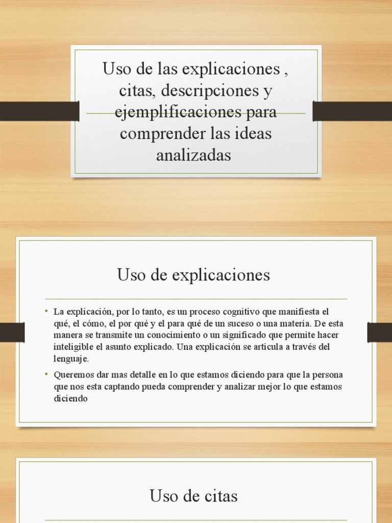 Uso de Las Explicaciones, Citas, Descripciones y Ejemplificaciones para ...