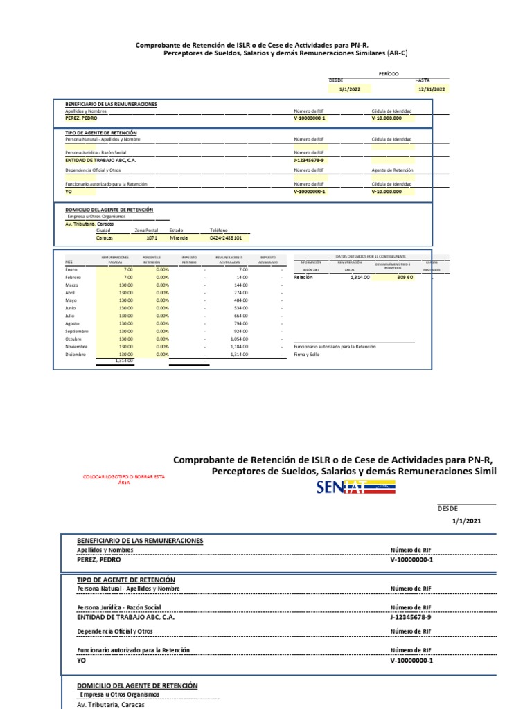Comprobante de Retención ISLR 2022 | PDF | Economias | Impuestos