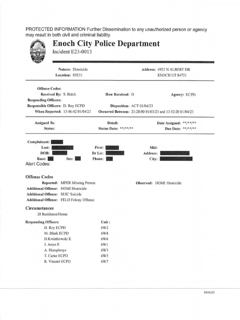 Haight Murders Final Report (Redacted) | PDF