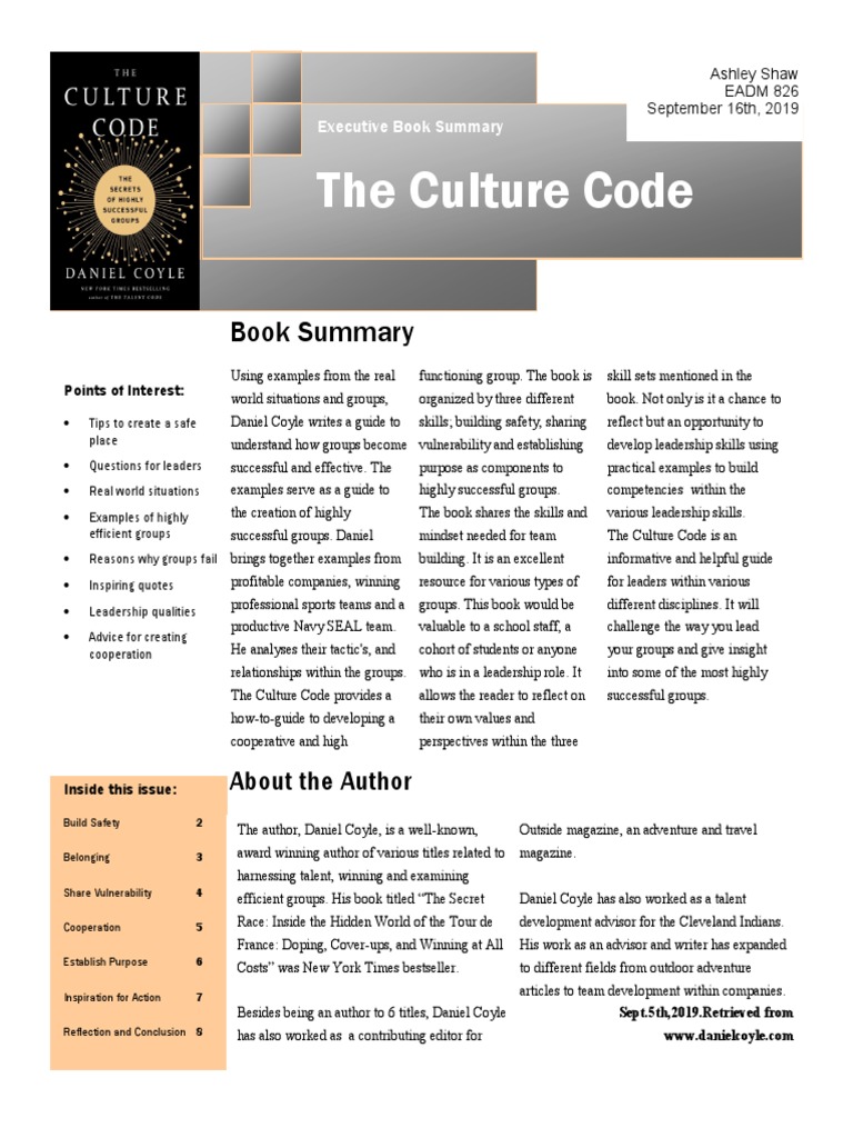The Culture Code: Book Summary | PDF | Leadership | Mentorship