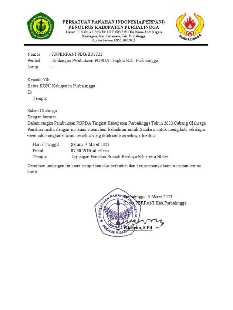 Surat Undangan KONI | PDF