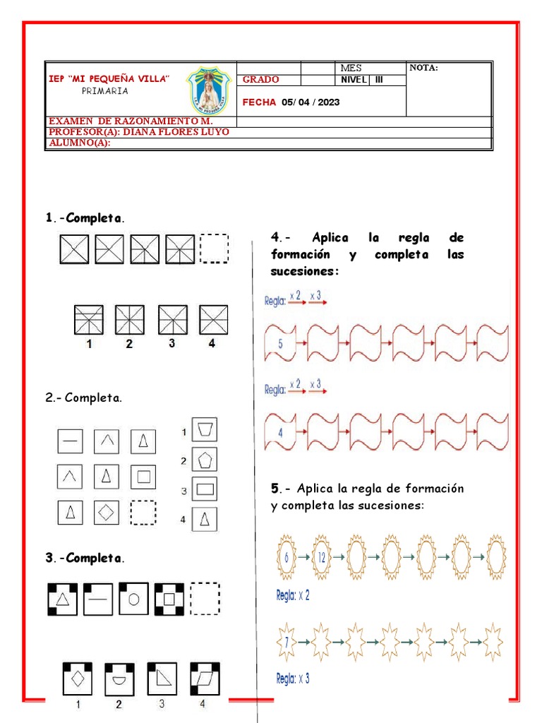 1.-Completa. 4.-Aplica La Regla de Formación y Completa Las Sucesiones | PDF