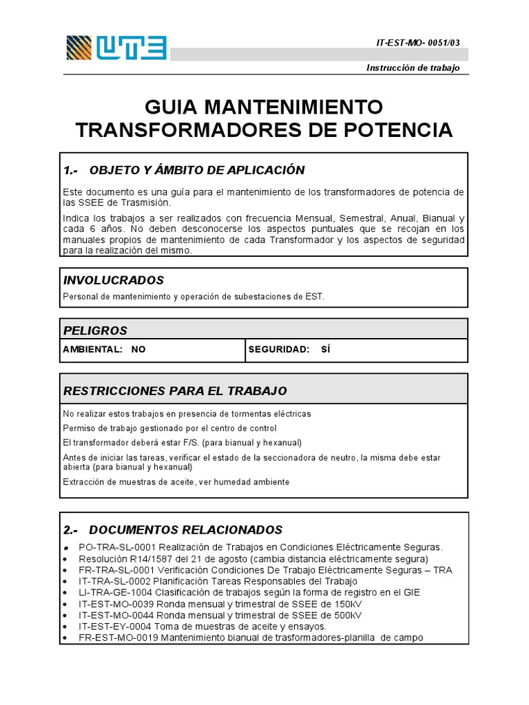 Guia para El Mantenimiento de Transformadores de Potencia | PDF | Transformador | Poder (Física)
