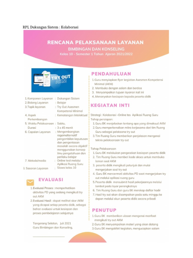 Contoh RPL Dukungan Sistem | PDF