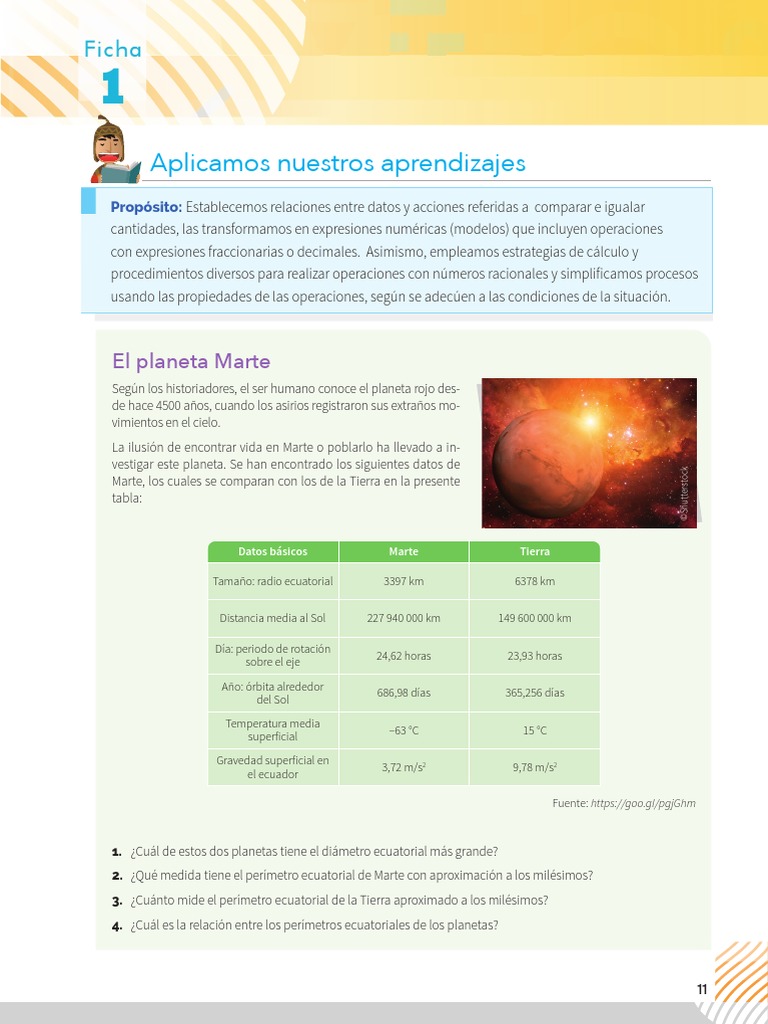 3er Grado Fichas de Matematica 2023 | PDF | Marte | Tierra