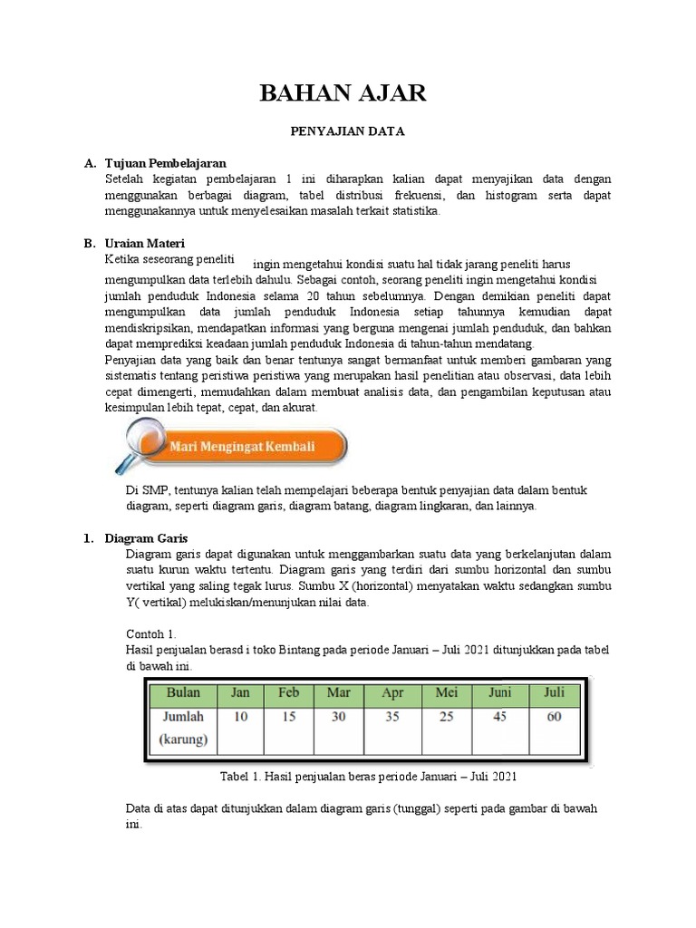 BAHAN AJAR PENYAJIAN DATA SMA | PDF