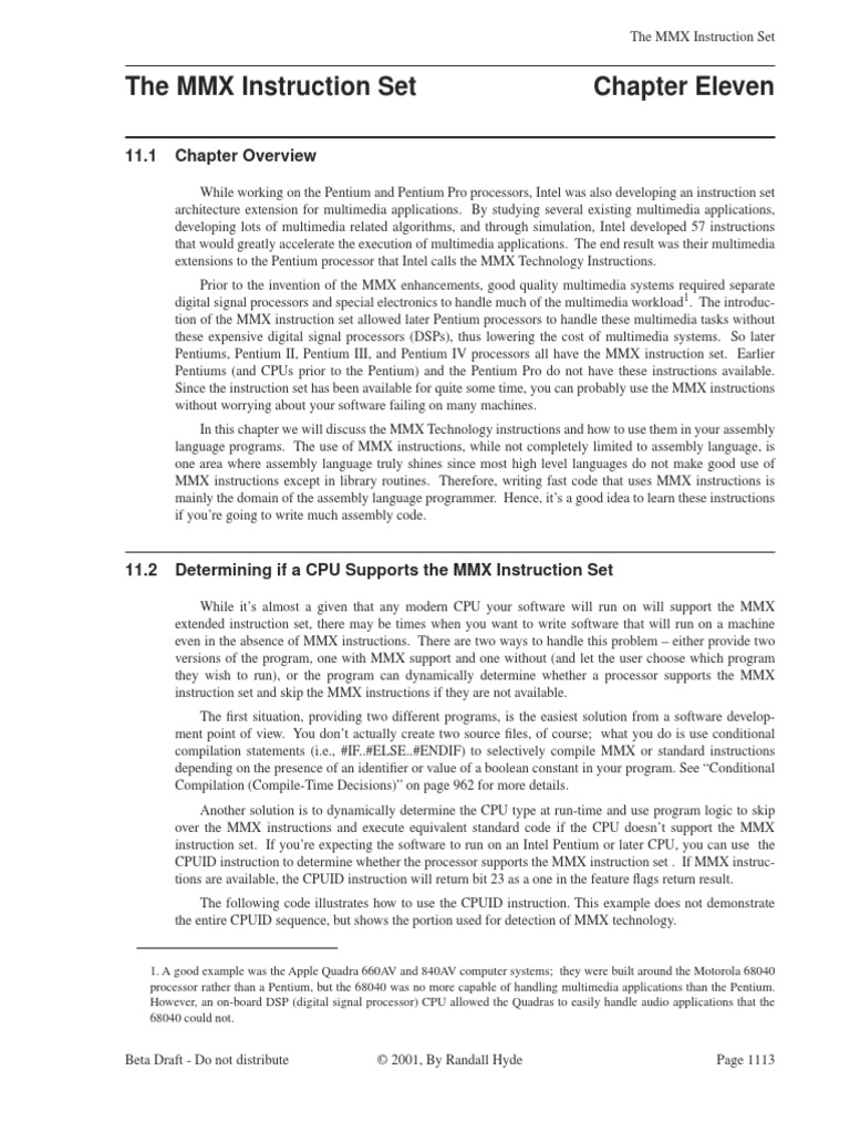 The MMX Instruction Set (ch11 - MMX) | PDF | Central Processing Unit ...