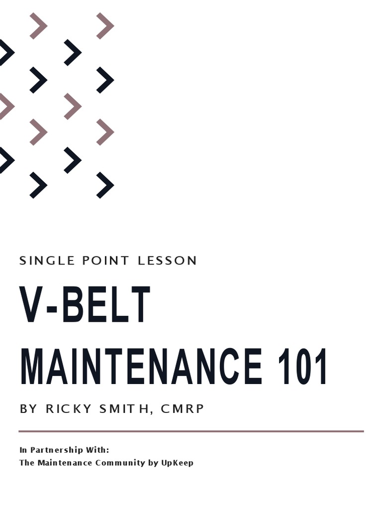 Single Point Lesson - V-Belt Maintenance 101 | PDF | Belt (Mechanical ...
