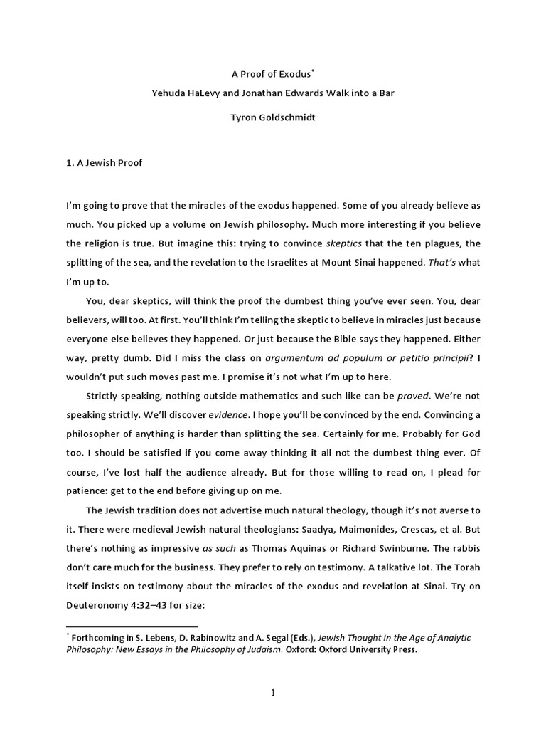 Goldschmidt - A Proof of Exodus | PDF | The Exodus | Shabbat