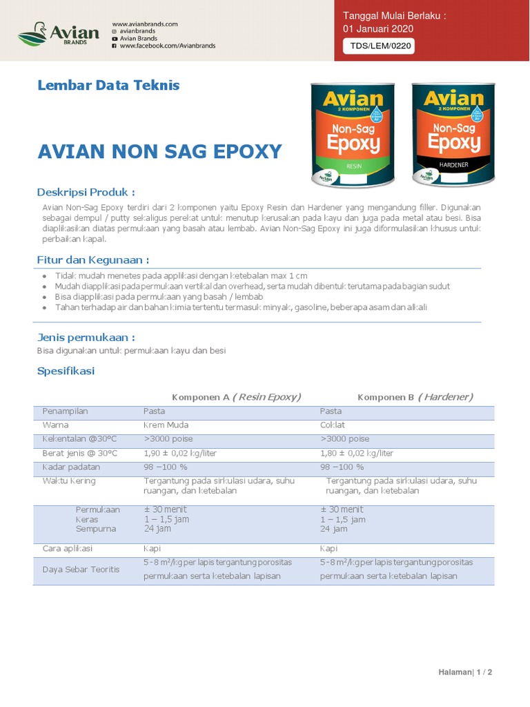 Avian Non-Sag Epoxy | PDF