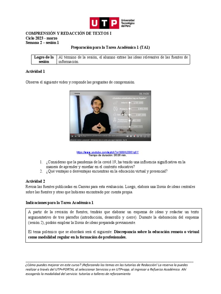 S02.s1-Preparación para La TA1 (Material) 2023 Marzo | PDF