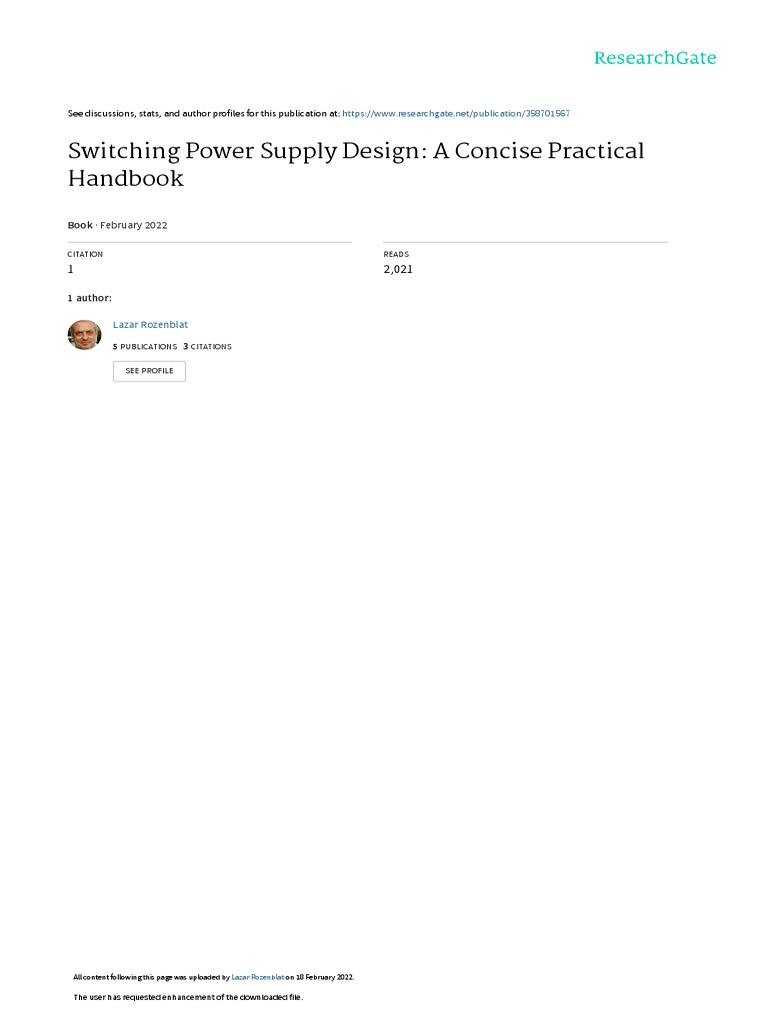 Switching Power Supply Design: A Concise Practical Handbook: February 2022 | PDF | Physical ...