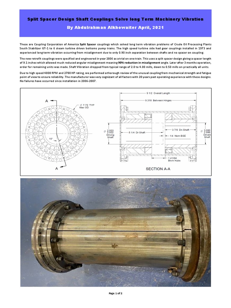 Split Spacer Shaft Couplings Solve Machinery Vibration | PDF | Mechanics | Applied And ...