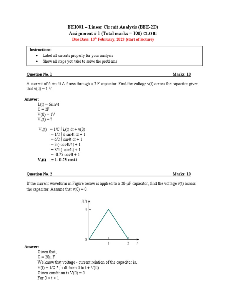 Lca Assignment 1 Spring 2023 Pdf Inductor Capacitor