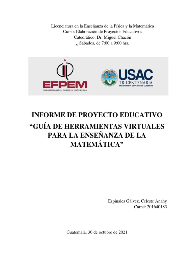 Informe de Proyecto Educativo | PDF | Enseñando | Aprendizaje