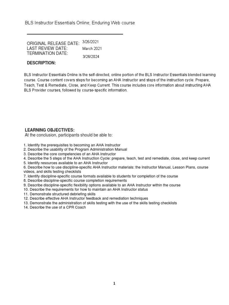725 Activity Promotion BLS-Instructor-Essentials-Online | PDF ...