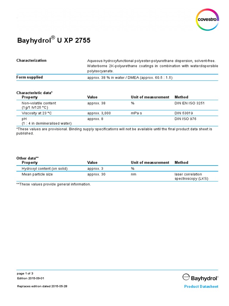 Bayhydrol U XP 2755 - en | PDF | Information | Guarantee