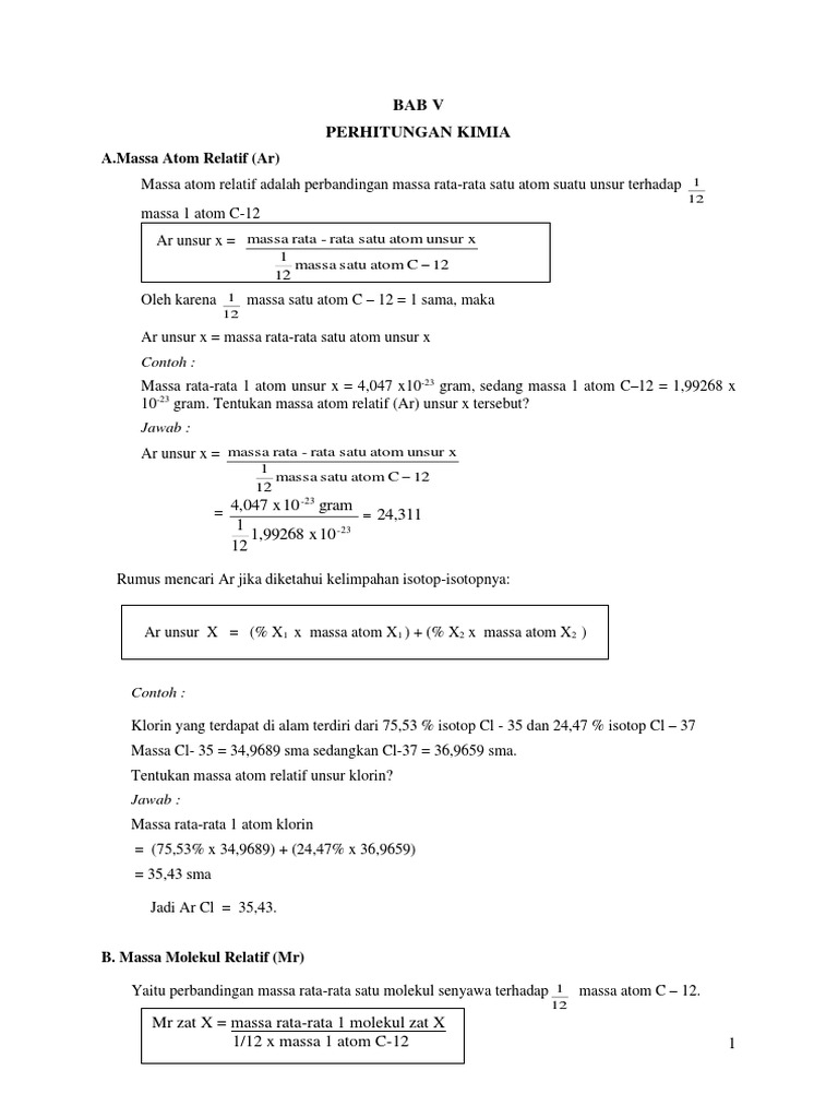 Rumus Massa Atom dan Molekul Relatif | PDF | Metode & Bahan Ajar