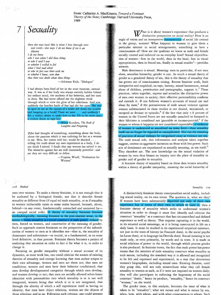 MacKinnon Sexuality Method | PDF | Gender | Gender Studies