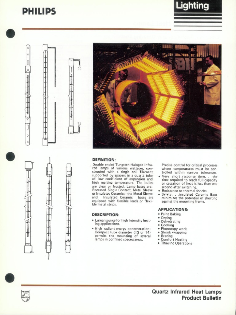 Philips Quartz Infrared Heat Lamps Bulletin 10-86 | PDF