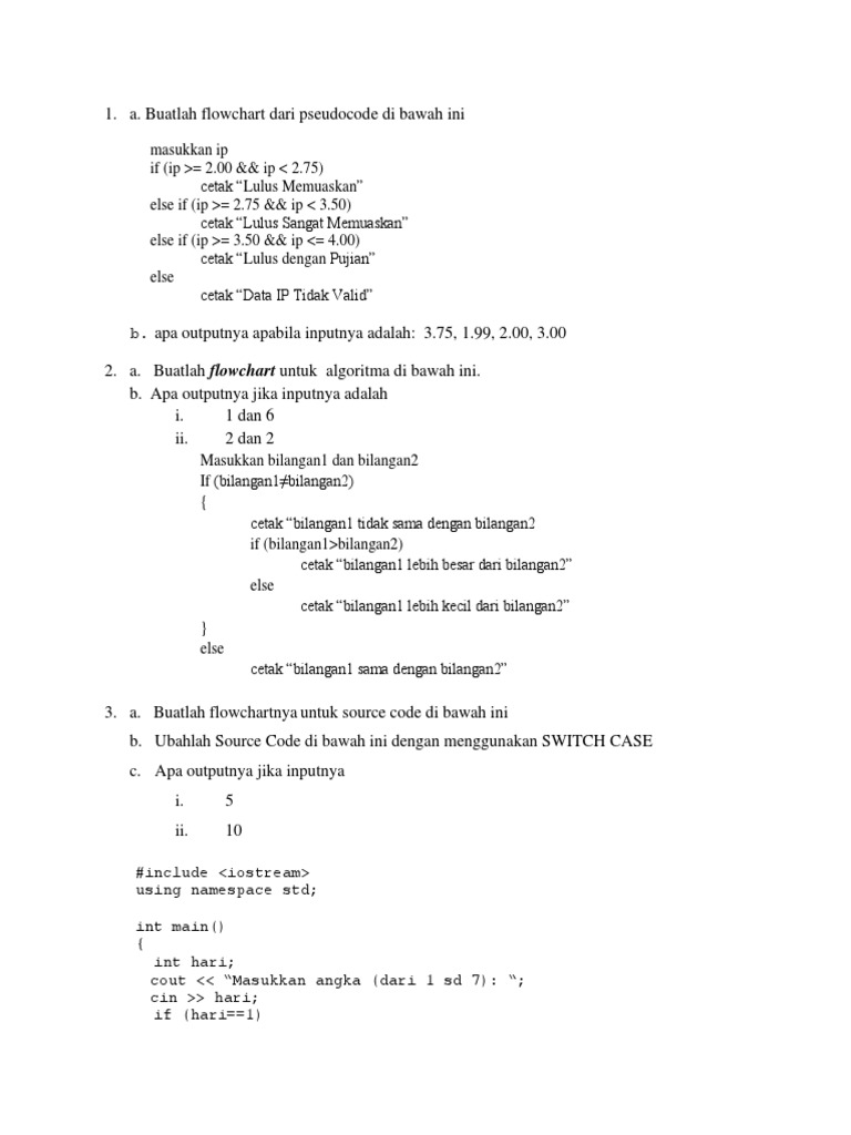 Flowchart dan Output Algoritma Pseudocode | PDF
