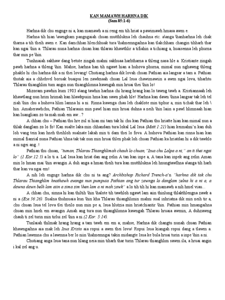 Kan Mamawh Harhna Dik | PDF