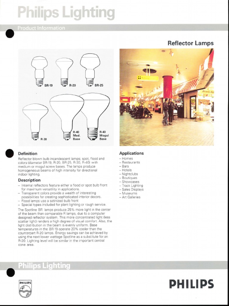 Philips Reflector Incandescent Lamps Bulletin 8-92 | PDF | Electric ...