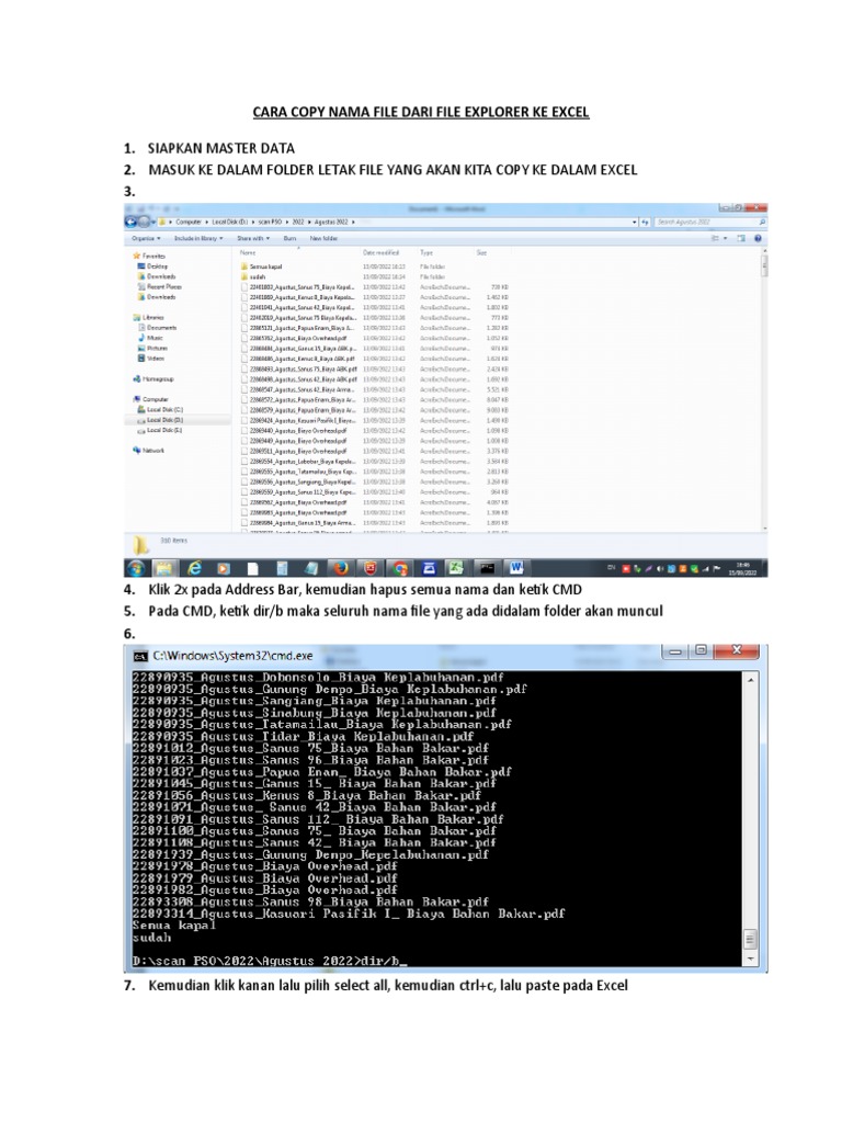 CARA COPY NAMA FILE DARI FILE EXPLORER KE EXCEL | PDF