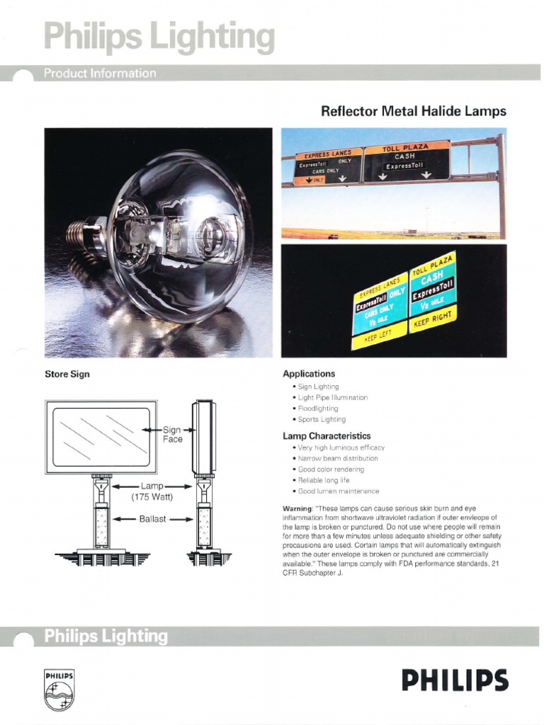 Philips Reflector Metal Halide Lamps Bulletin 12-92 | PDF ...