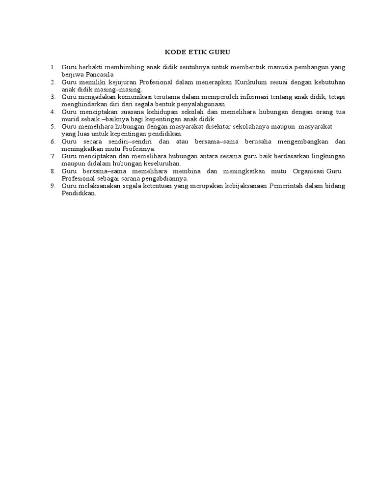 Kode Etik Guru | PDF