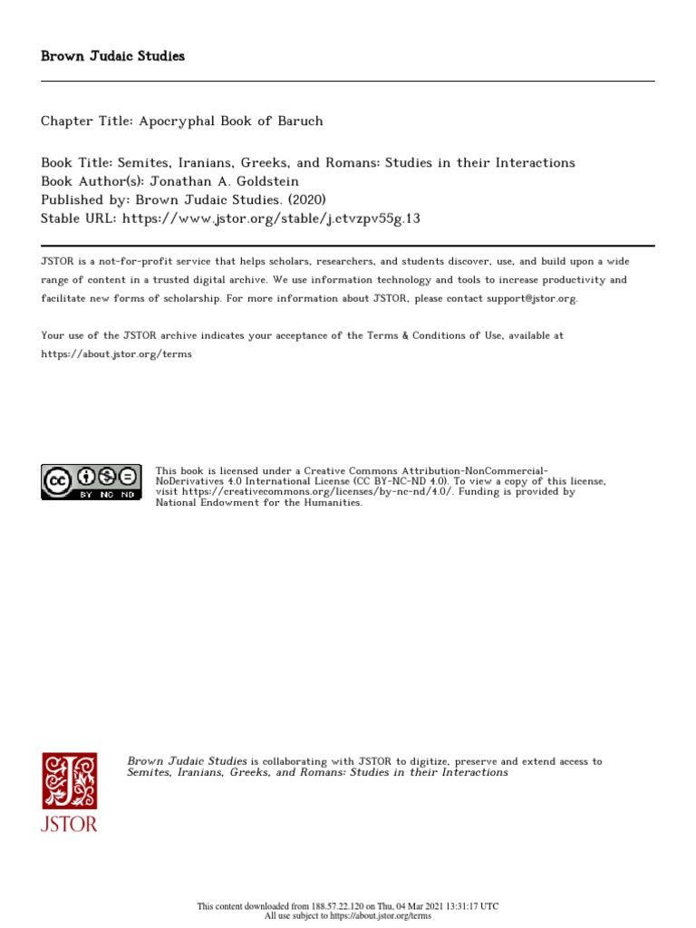 An Analysis of the Apocryphal Book of Baruch: Uncovering Its True ...