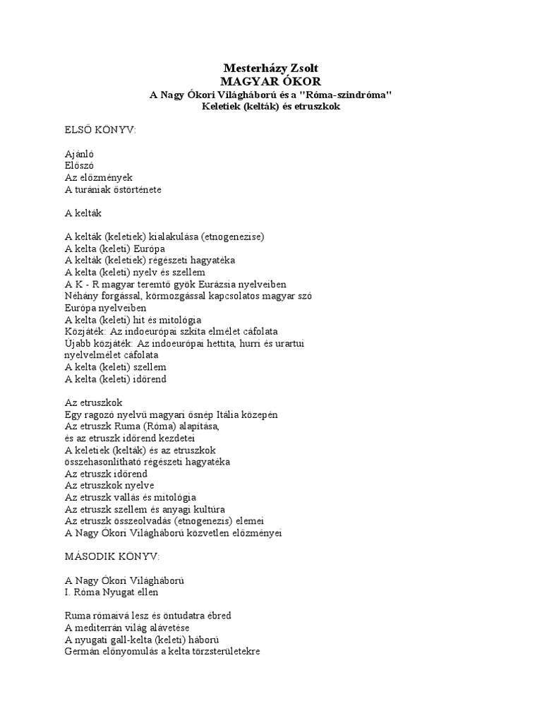 Mesterhzy Zsolt - A Magyar Ókor Című Könyvről Röviden | PDF