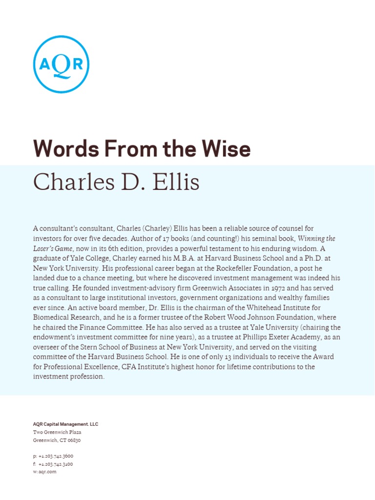 Words From The Wise Charles Ellis On Confronting Investing Challenges ...