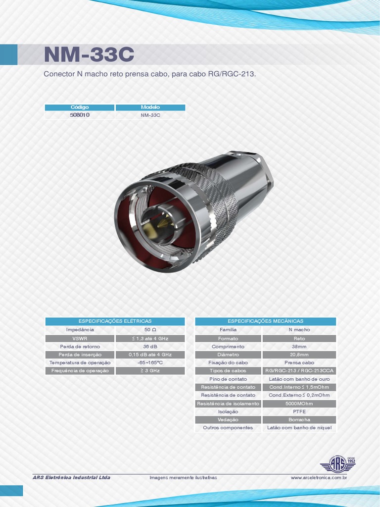 Conector N Macho Reto para Cabo RG/RGC-213 | PDF