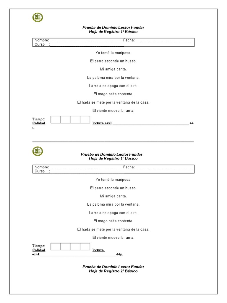 Prueba de Dominio Lector Fundar Protocolos 1 A 8 | PDF | Branquia | Rana