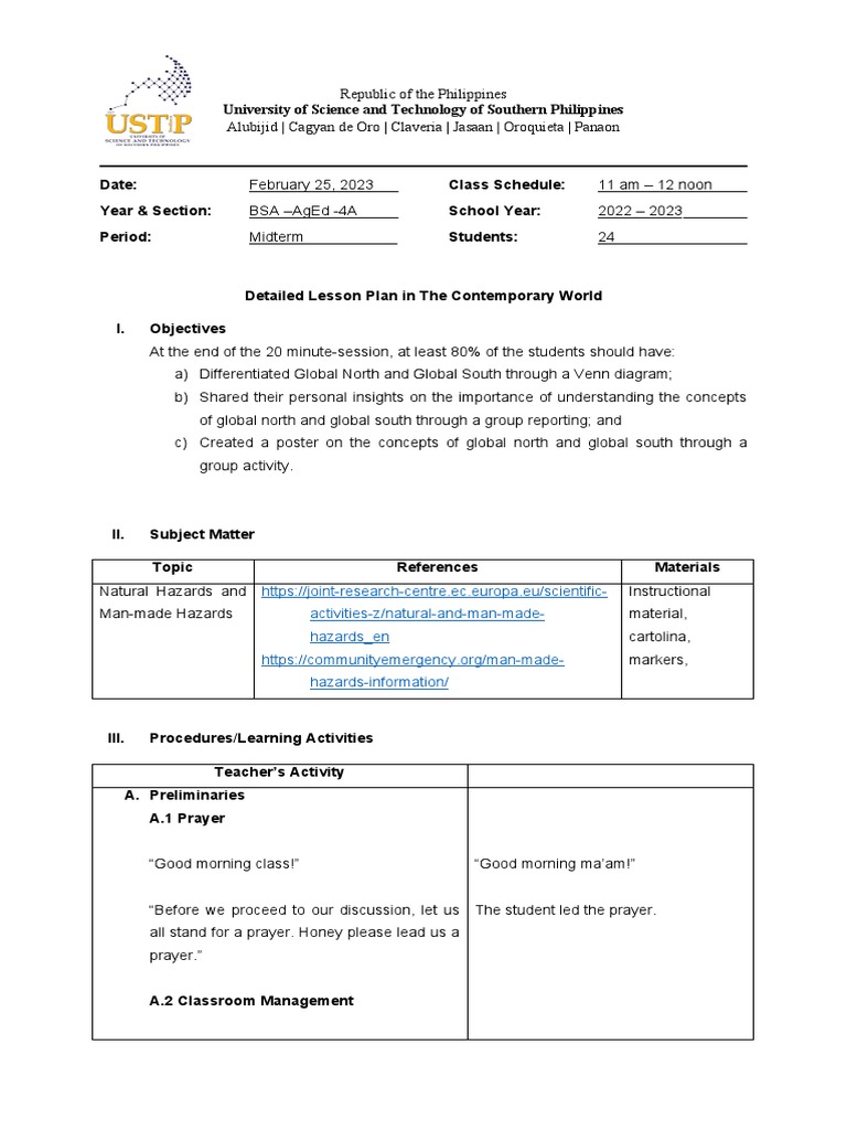 Final Lesson Plan | PDF | Hazards | Cognition