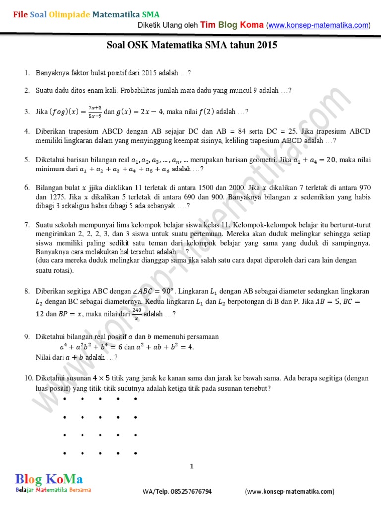 2015 Soal Osk Matik SMA | PDF