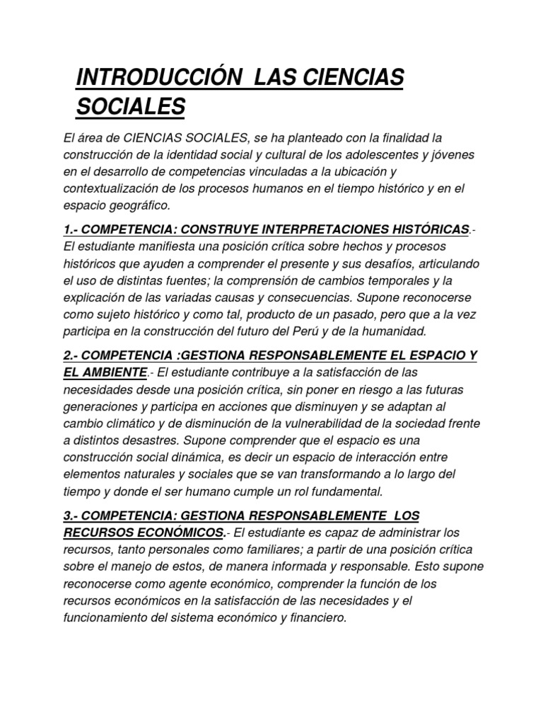 Introducción Las Ciencias Sociales | PDF