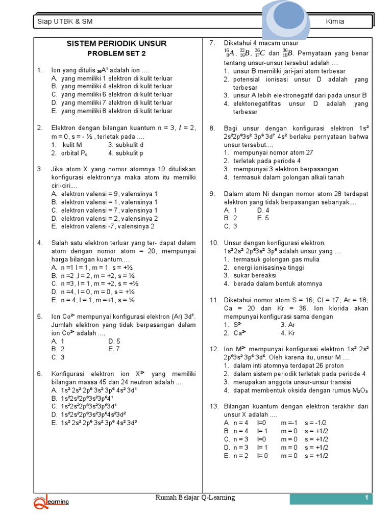 Modul Utbk Kimia Bab 2 Sistem Periodik Unsur | PDF