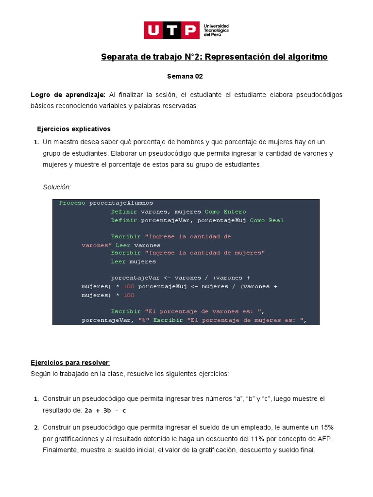 S02.s1 Representación Del Algoritmo | PDF