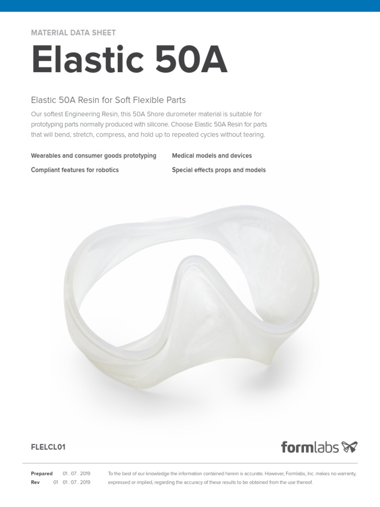 Material Data Sheet for Elastic 50A Resin: Properties and Applications ...