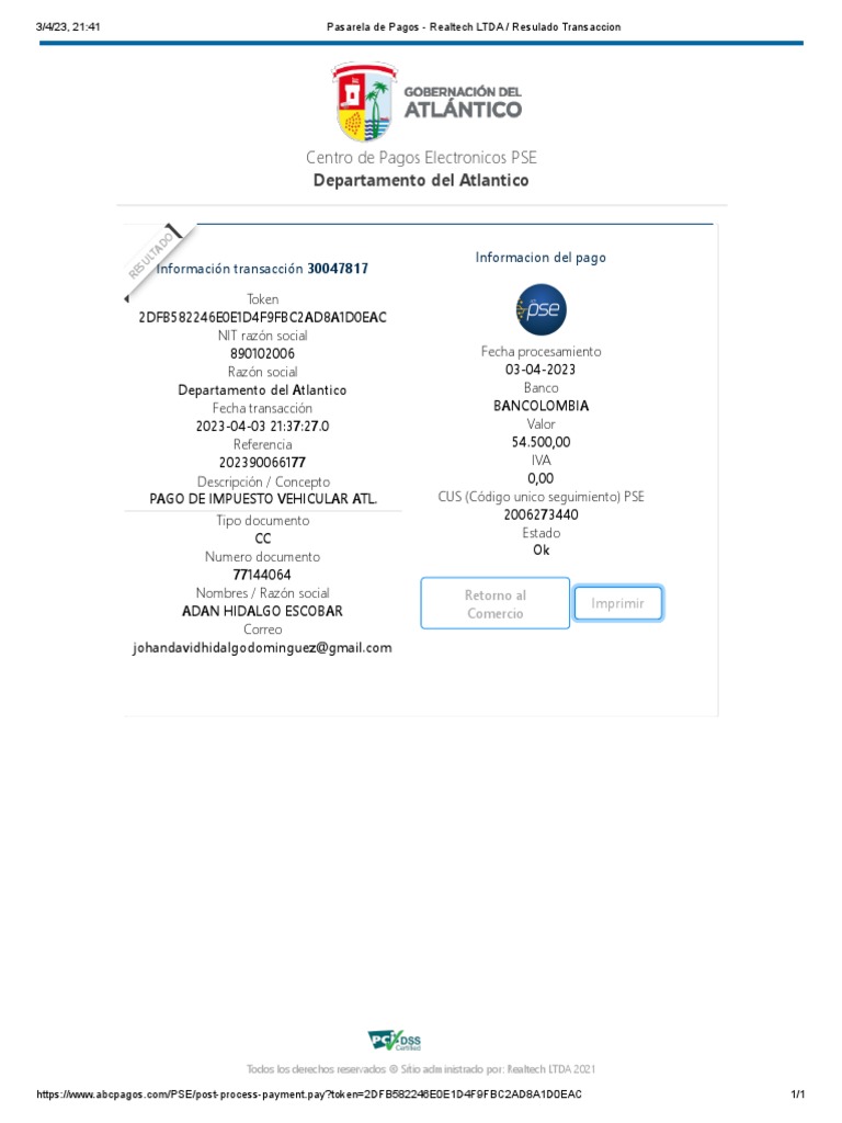 Pasarela de Pagos - Realtech LTDA - Resulado Transaccion | PDF | Pagos