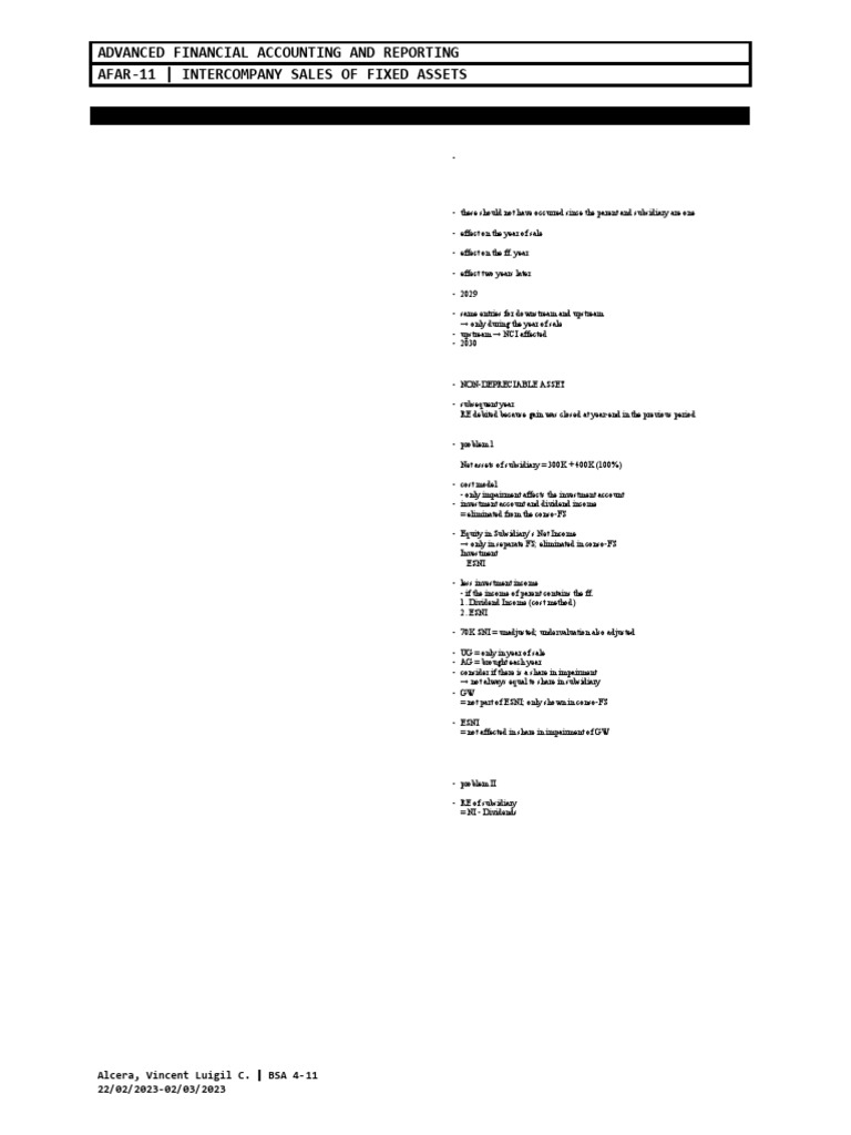Afar-11 Notes - Intercompany Sales of Fixed Assets | PDF | Income ...