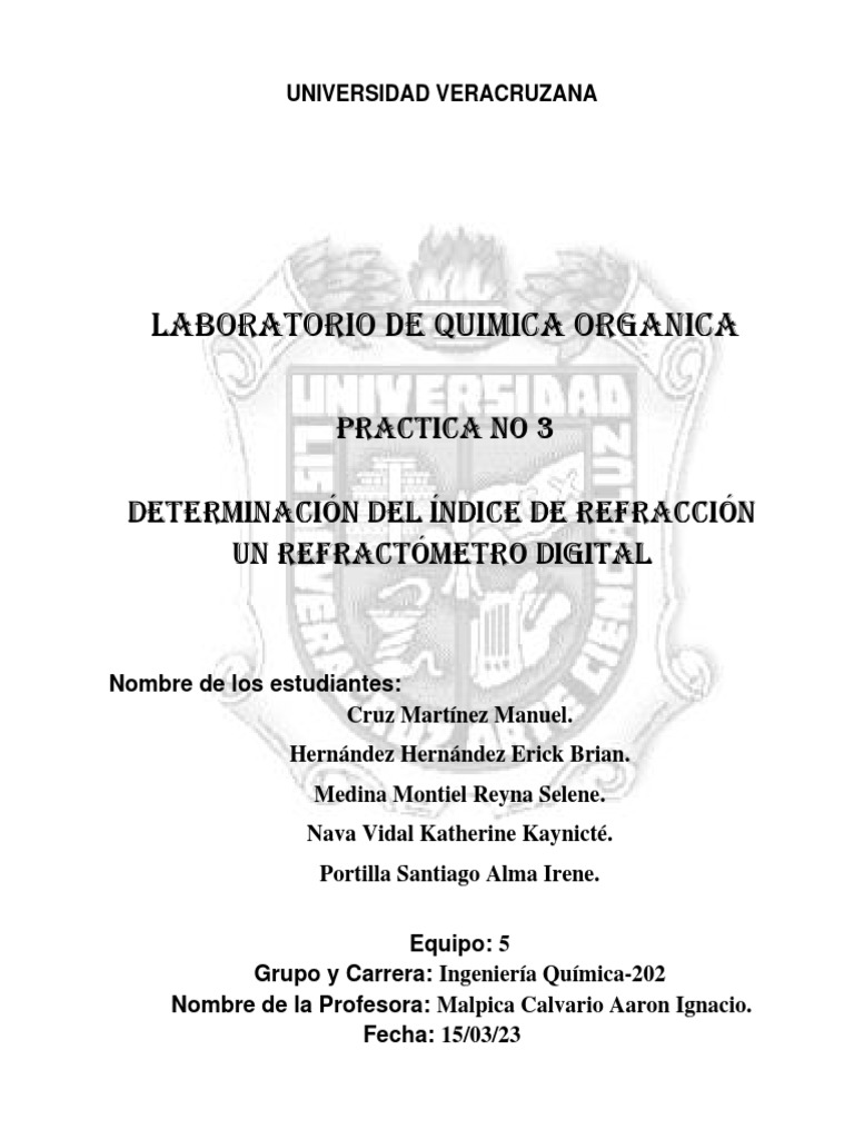 Reporte Practica 3 Equipo 3 | Descargar gratis PDF | Refracción | Índice de refracción