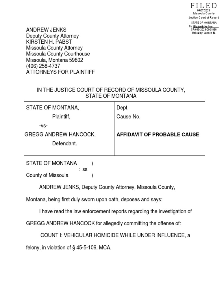 Affidavit of Probable Cause | PDF | Driving Under The Influence | Justice