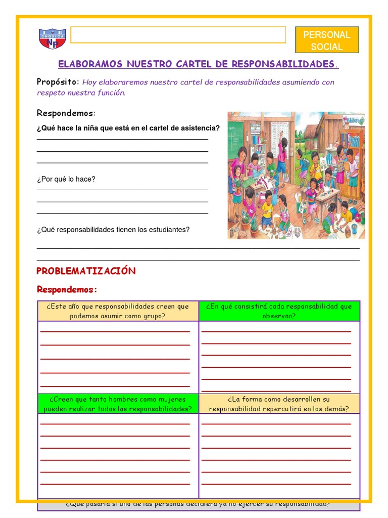 FICHA PS 29-03-23 Elaboramos Nuestro Cartel de Responsabilidades. | PDF