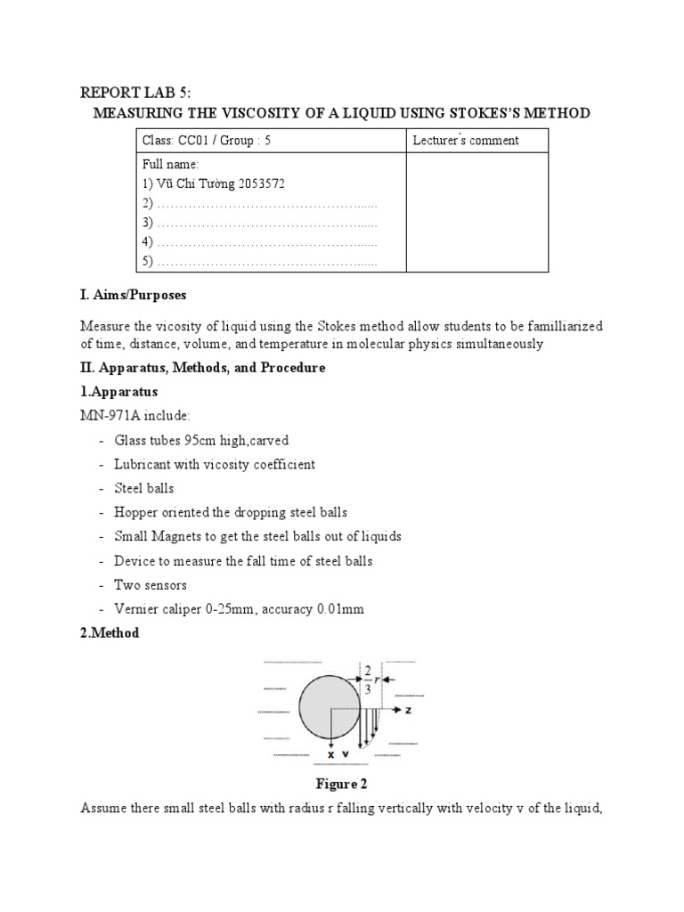 Report Lab 5 | PDF | Viscosity | Force