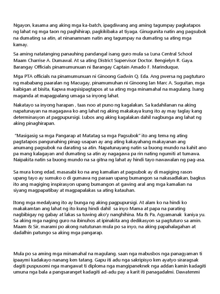 Validictory Speech | PDF