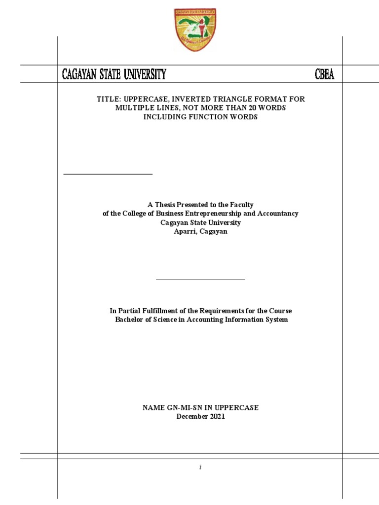 Technical Format CBEA Thesis 1 | PDF | Paragraph | Thesis